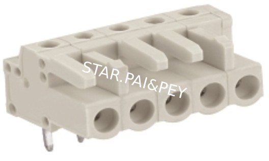Female connector; with angle pins;with 2 locking latches; pin spacing 5 ...
