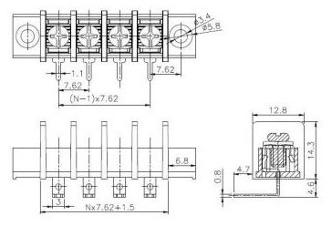 Barrier Terminal Block with fixing hole Power Automotive Terminal Block ...